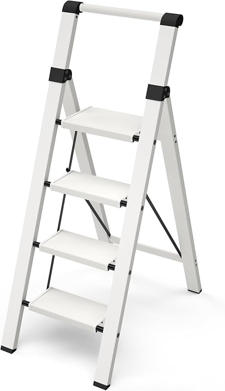 MY 3 Step Ladder, Lightweight Aluminum Step Stool with Convenient ...