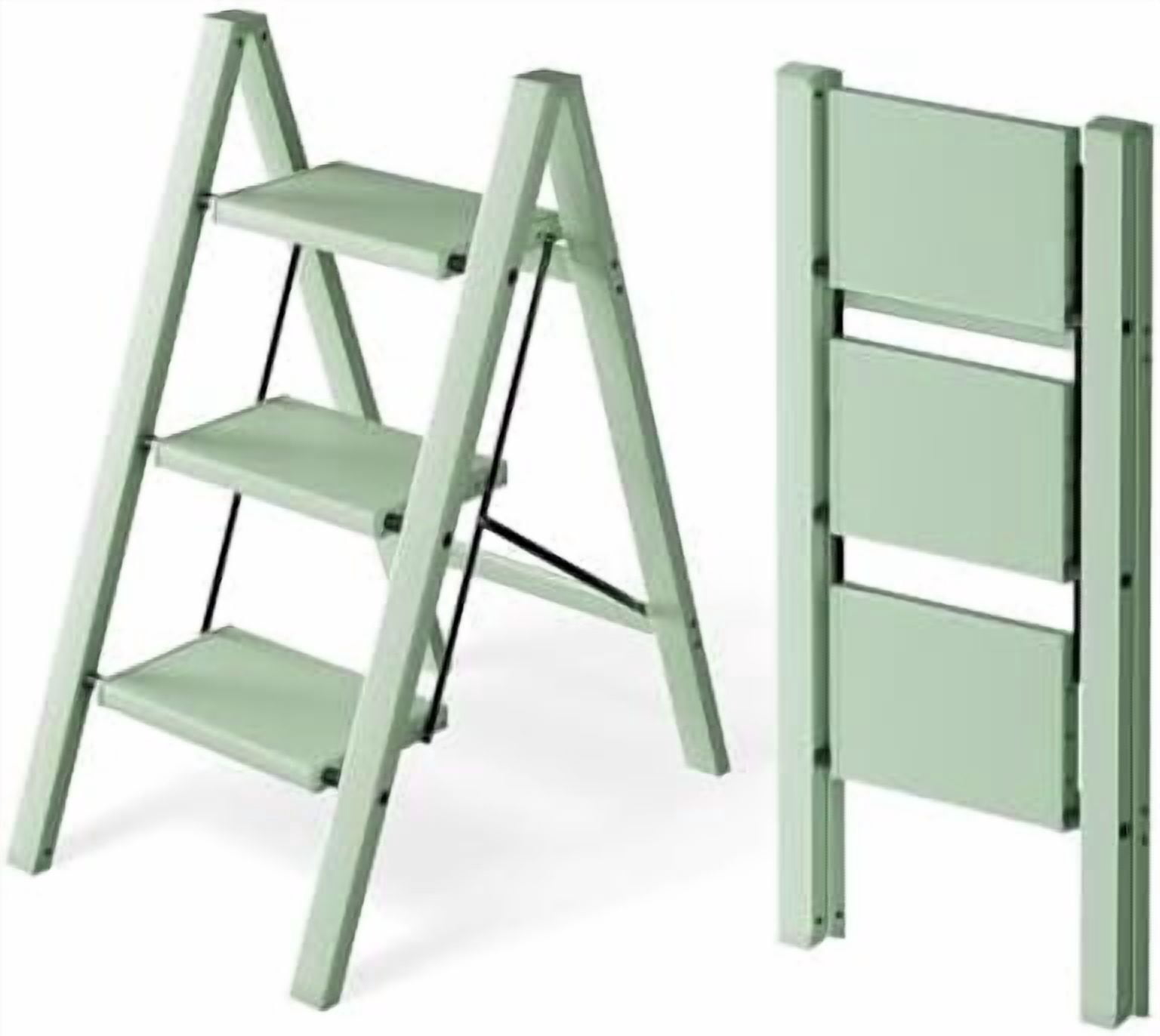 3 Step Ladder, Lightweight Portable 3 Step Stool with Anti-Slip Wide ...