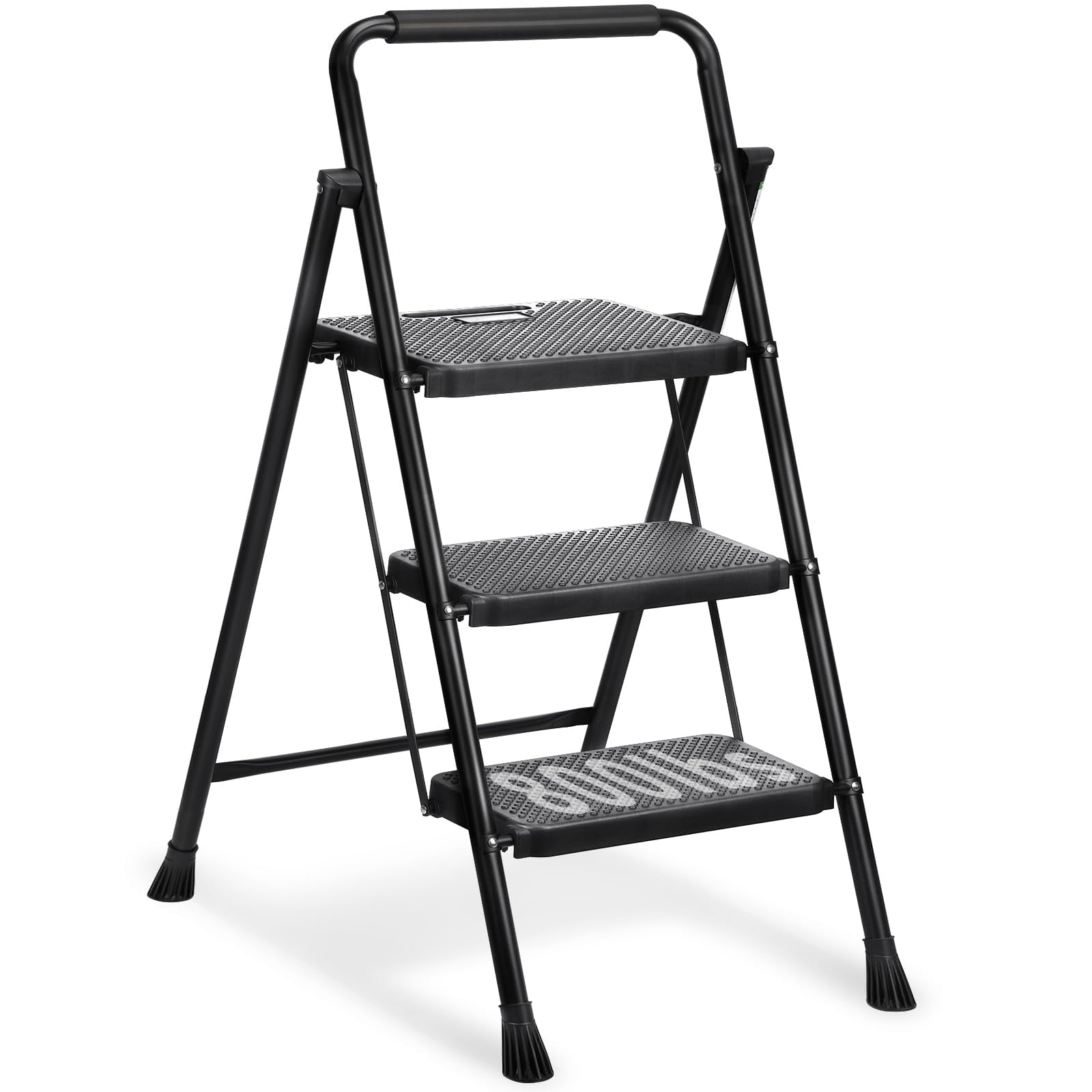 3 Step Ladder, Miscoos Folding Step Stool for adults with Wide Anti ...