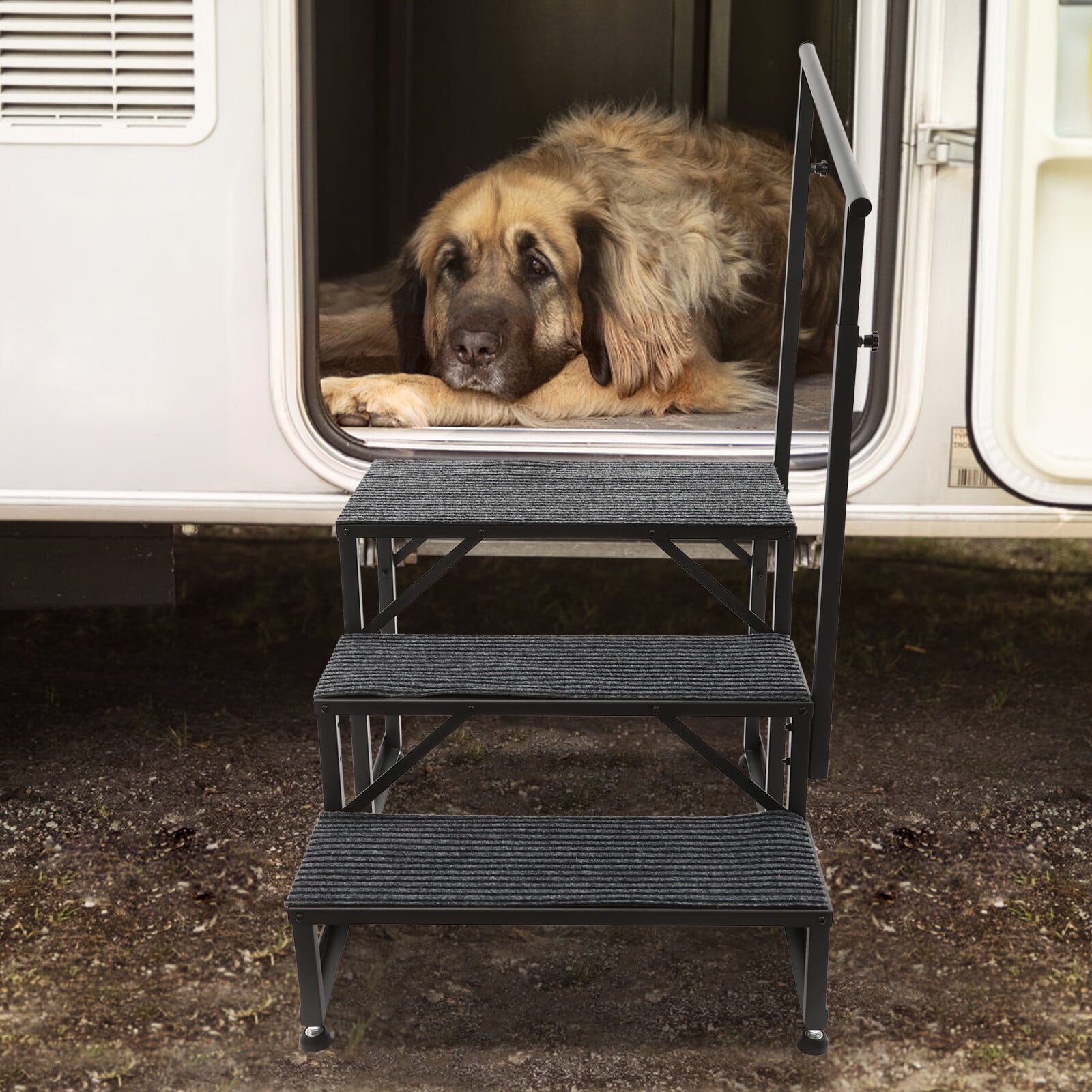 3 Step Ladder, Outdoor&Indoor RV Stairs with Anti-Slip Soft Cushions ...