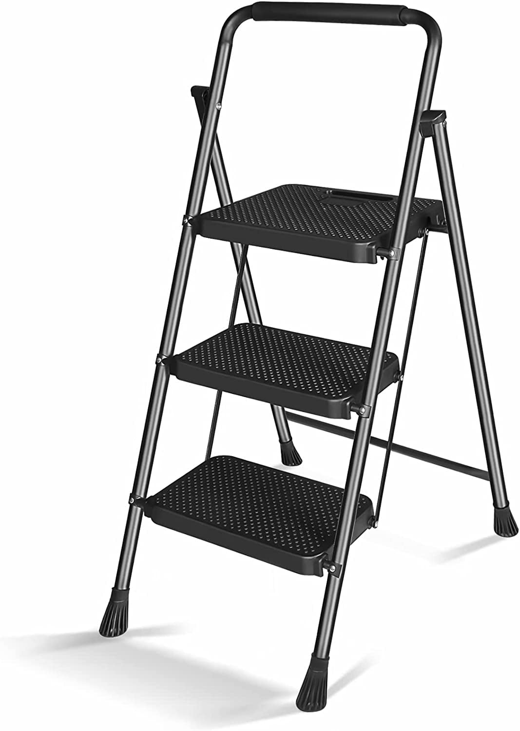 3 Step Ladder Portable Step Stool with Comfortable Handgrip and Extra ...