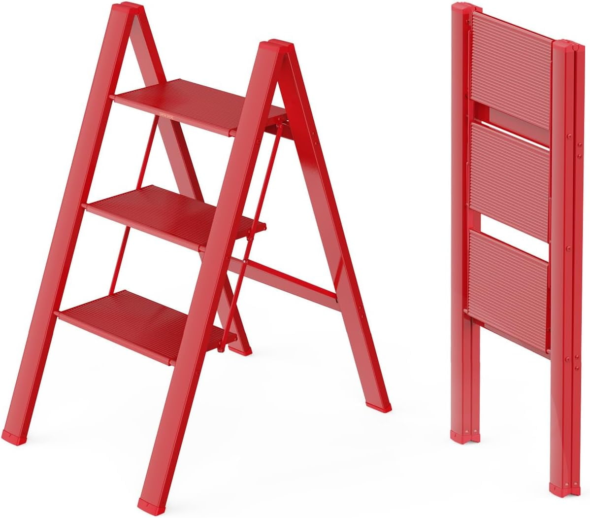 3 Step Ladder, Portable Step Stool to Reach High, Lightweight Aluminum ...