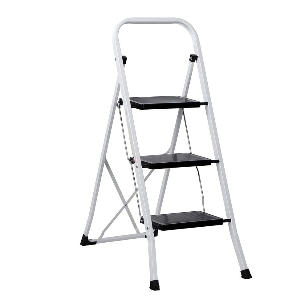 3 Step Ladder Premium Folding Step Stool with Convenient Handgrip ...