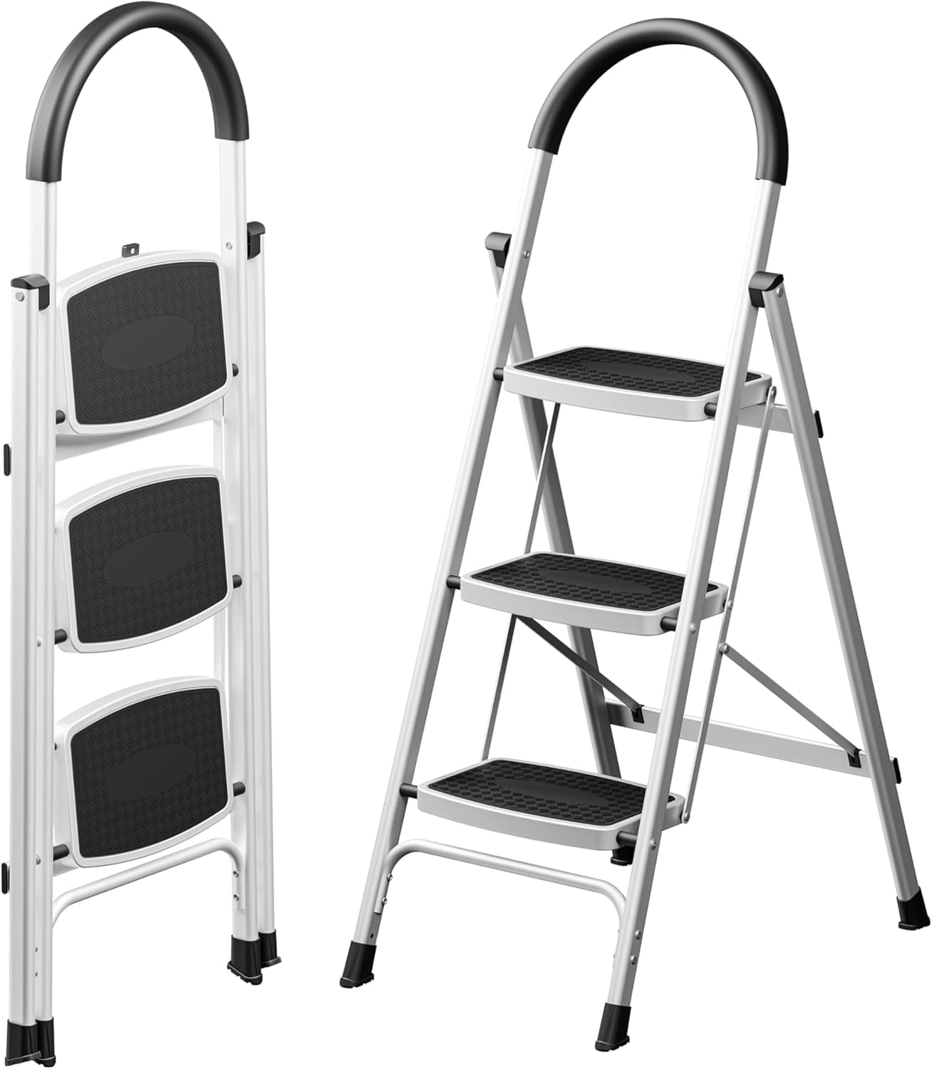 3 Step Ladder Step Stool for Adult with Anti-Slip Wide Steps and ...