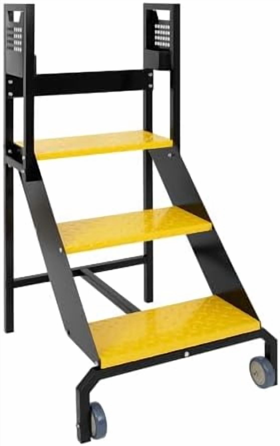 3 Step Ladder with Wheels, 440lbs Rolling Ladder with Handrails, Sturdy ...
