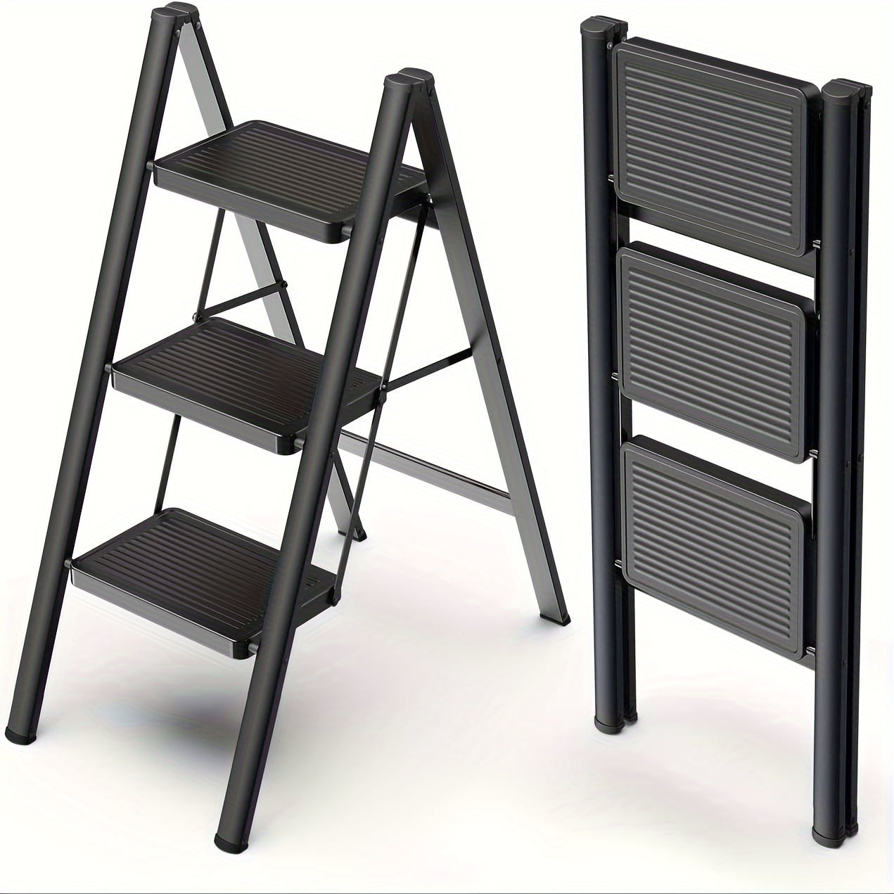 3 Step Ladder, carbon steel Folding Step Stool with Non-Slip Pedals ...