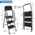3 Step Ladder with Handrails & Attachable Tool Bag, 500 lbs Folding ...