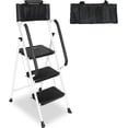3 Step Ladder with Handrails & Attachable Tool Bag, 500 lbs Folding ...