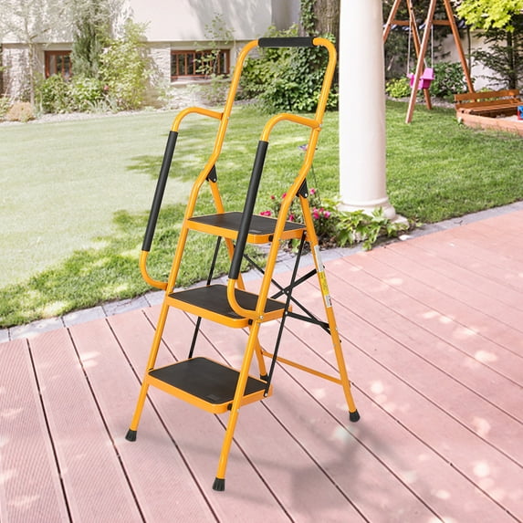 3‑Step Ladder with Safety Lock – Portable Lightweight Step Stool, 330 ...