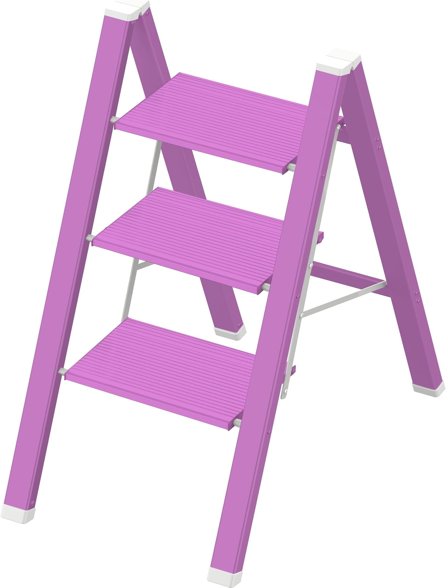 3 Step Lightweight Folding Ladder for , 330lbs Step Ladder Anti-Slip ...