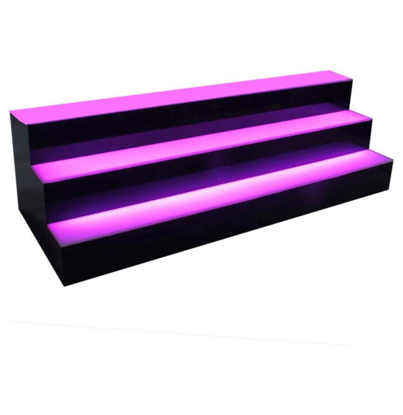 3 Step Liquor Bottle Display Shelf 24 INCH LED Lighted Bar Shelf for ...