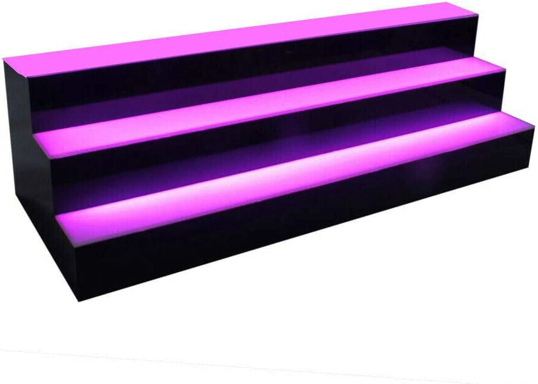 3 Step Liquor Bottle Display Shelf 24 INCH LED Lighted Bar Shelf for ...