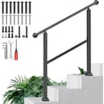 3-Step Outdoor Stair Handrail Kit, Heavy Duty Aluminum Alloy Adjustable ...