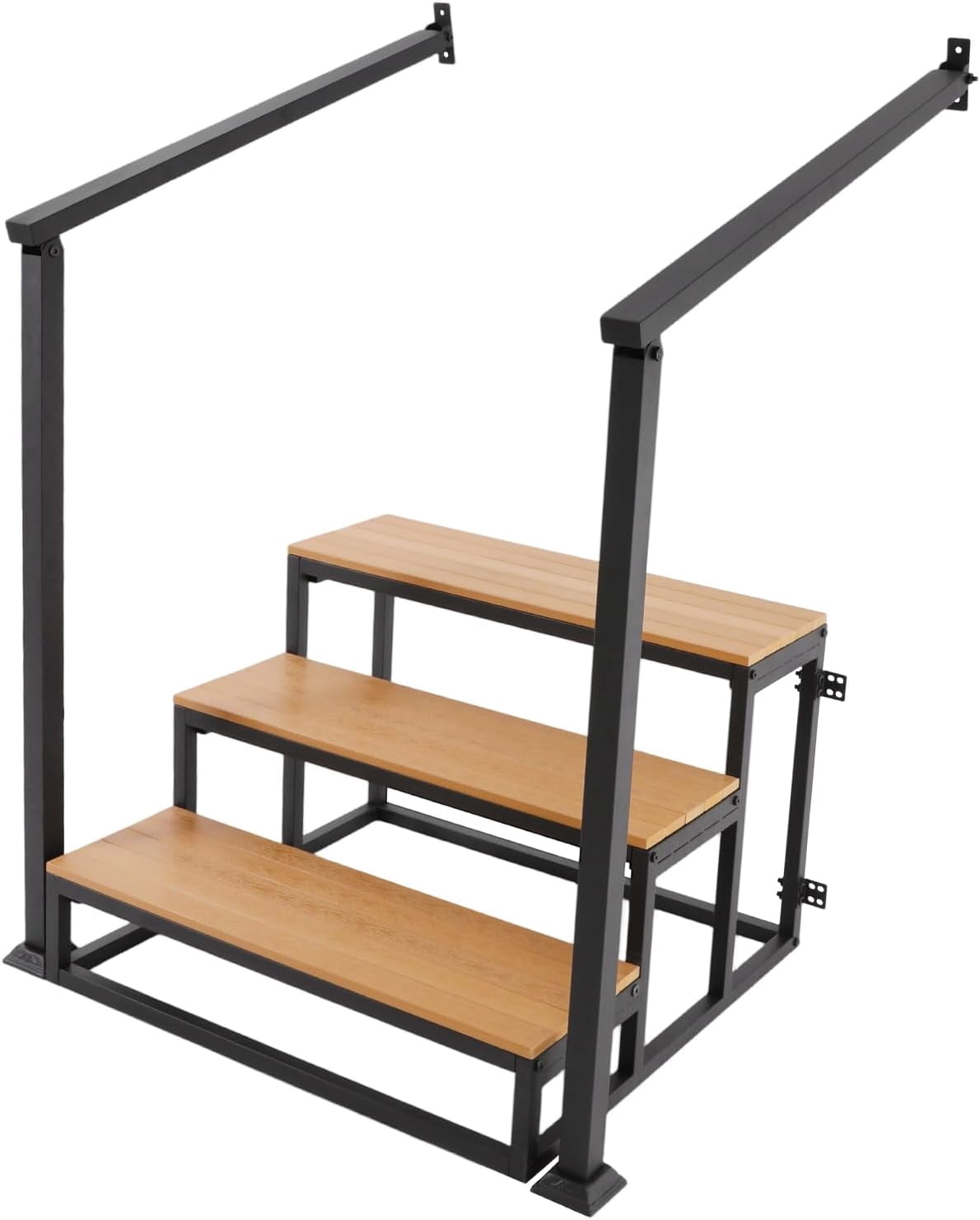 3-Step Outdoor Stairs with Handrail Heavy-Duty Prefab Stairs with Anti ...