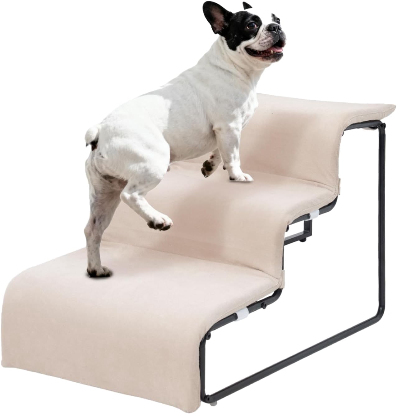 3-Step Pet Stairs with Soft Cushions - Easy Climbing for Small & Medium ...