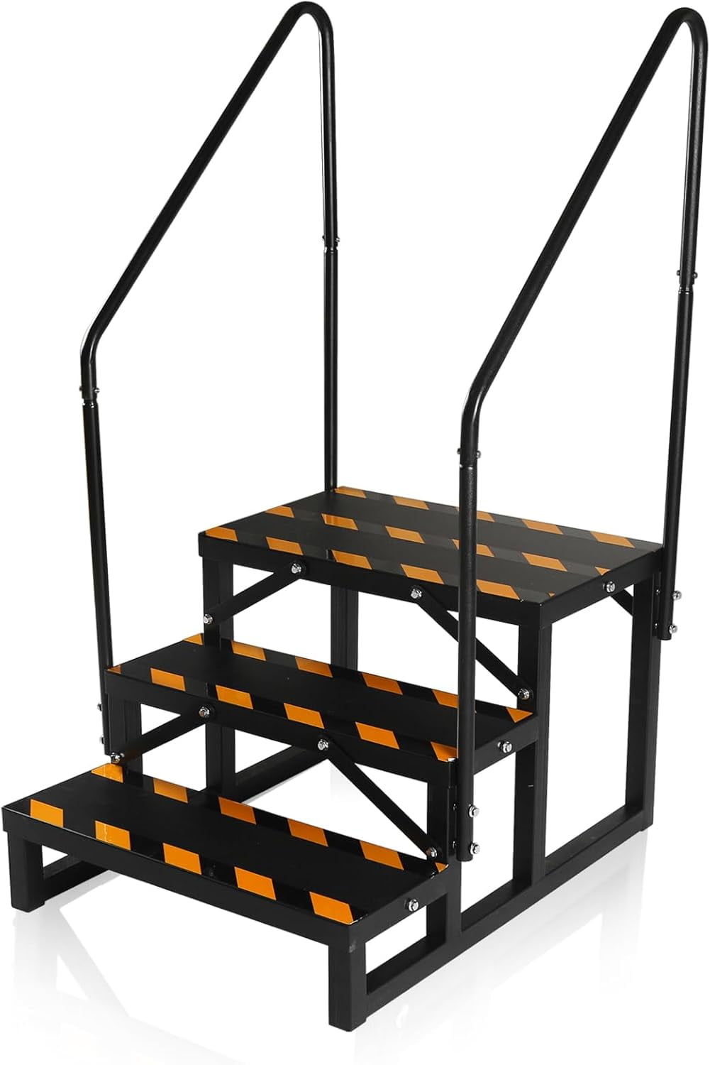 3 Step RV Stair with 2 Handrail Steel RV Step Hot Tub Outdoor Mobile ...