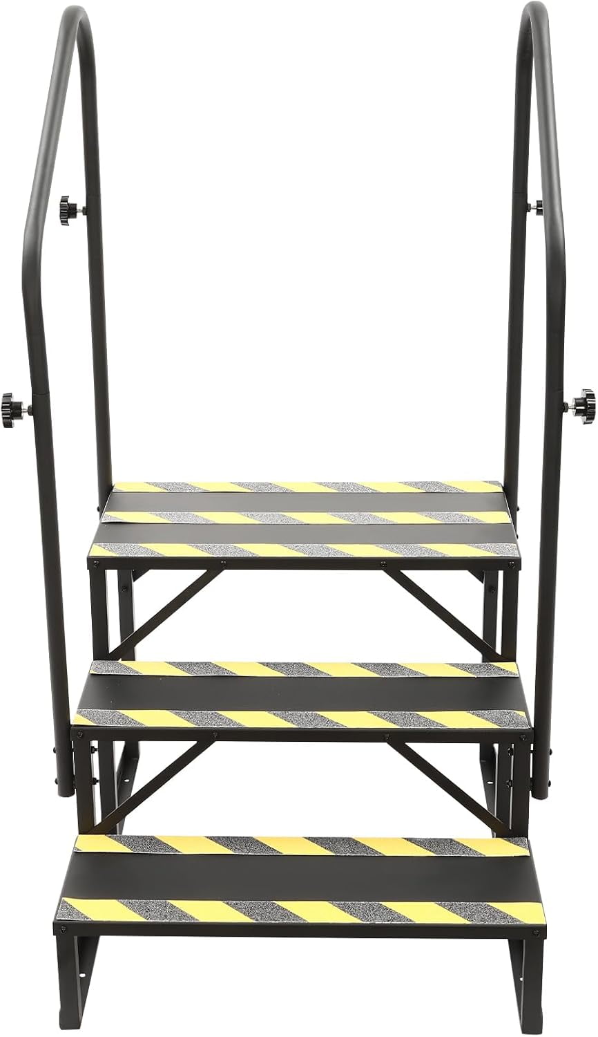 3 Step RV Stairs, Outdoor Hot Tub Steps Ladder with 2 Handrail, Pool ...