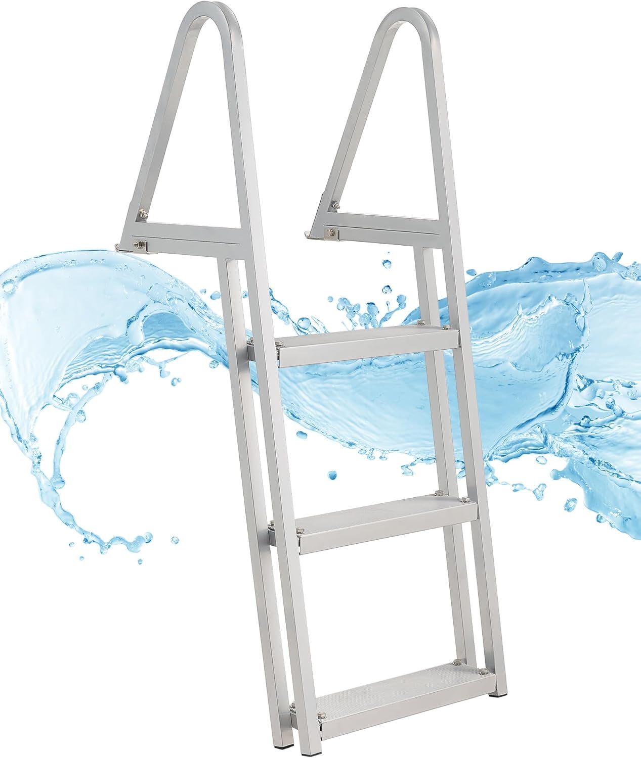 3 Step Removable Dock Ladder, Pontoon Boat Ladder with 350lb Load ...