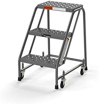 3 Step Rolling Ladder, Assembled OSHA Step Stool, No Handrails, 450 ...