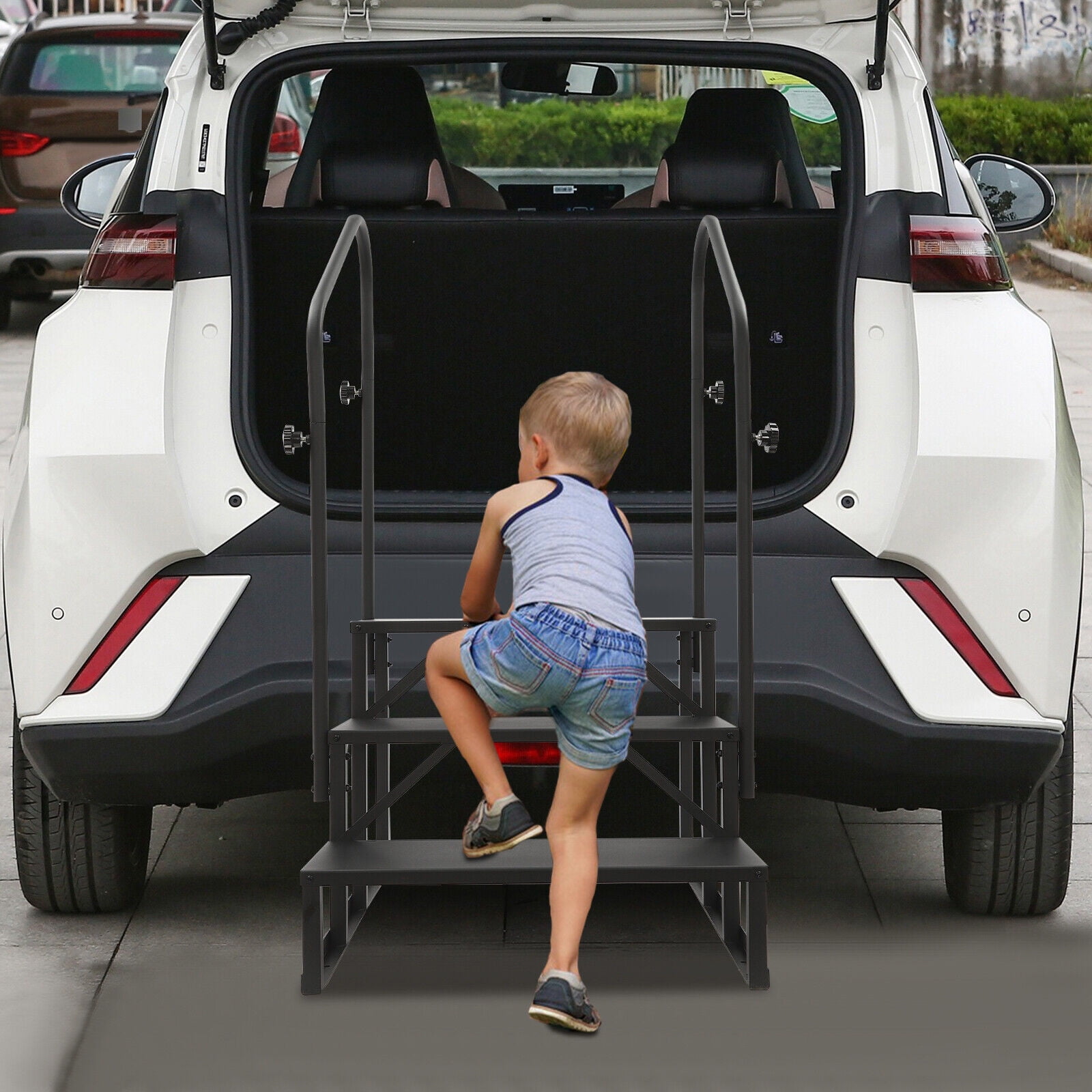 3 Step Stairs W/Handrail Wheel Stair Hot Tub Steps Exterior Steel RV ...