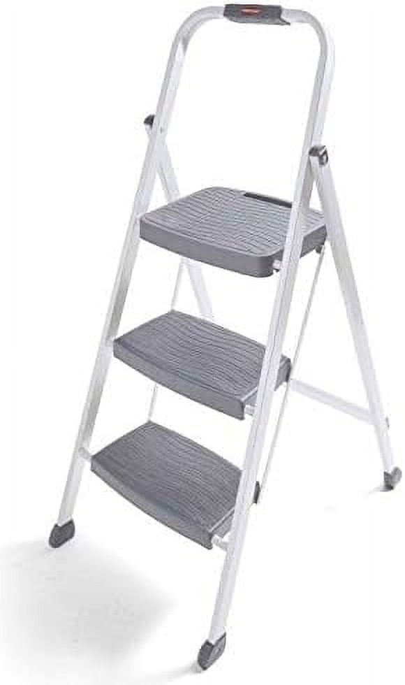 3-Step Steel Ladder,Folding Step Stool with Hand Grip and Non-Slip Feet ...