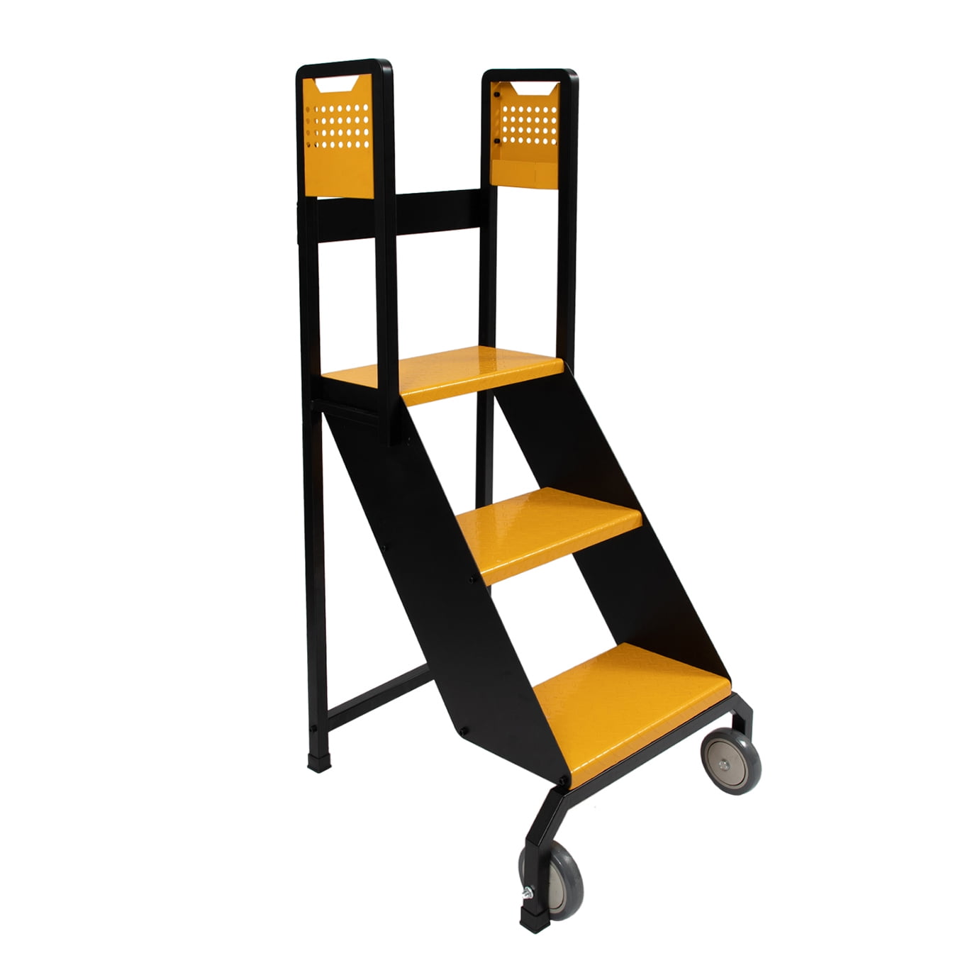 3 Step Steel Rolling Ladder, Step Stool with Handrails, Wheels, Tool ...