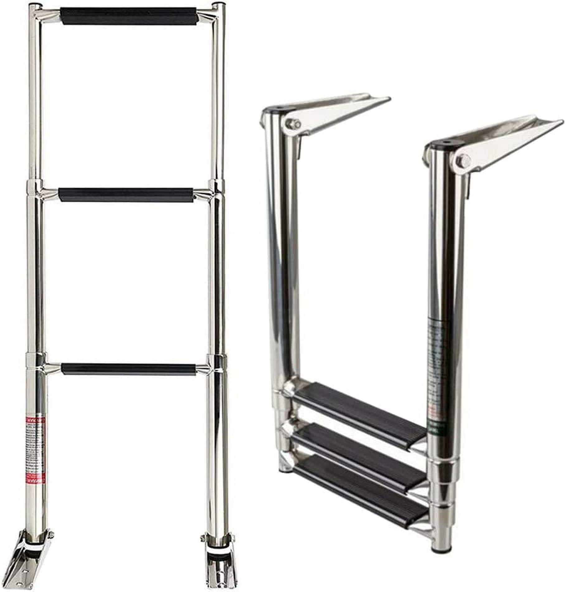 3 Step Telescoping Boat Ladder, Stainless Steel Extendable Boat Ladder ...