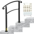 3 Step Transitional Handrail Matte Black Wrought Iron Stair Rail with ...