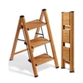 3 Step Woodgrain Folding Aluminum Step Stool Multi-use Home Kitchen ...