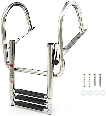 3 Steps Pontoon Boat Ladder, Heavy Duty Stainless Steel, Folding ...