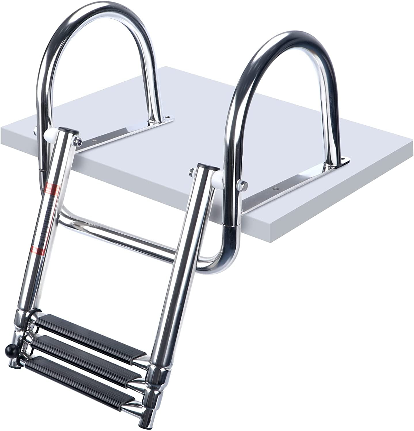 3 Steps Pontoon Boat Ladder, Stainless Steel Folding Telescoping Rear ...