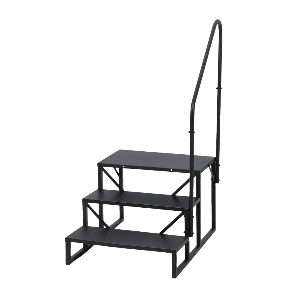 Meiyiu 3-Step Metal Ladder with Handrail Anti-Slip Portable Durable ...