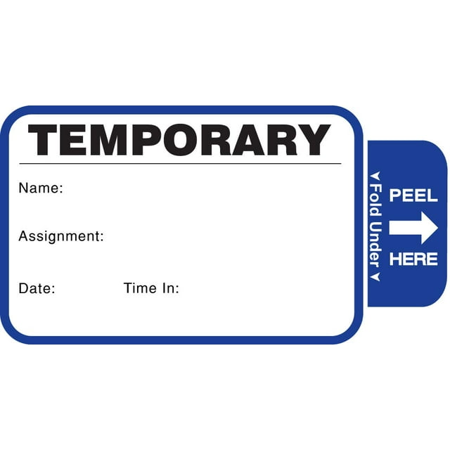 3" Stock Sign-in TAB-Expiring Badge with"Temporary", Security Badges ...