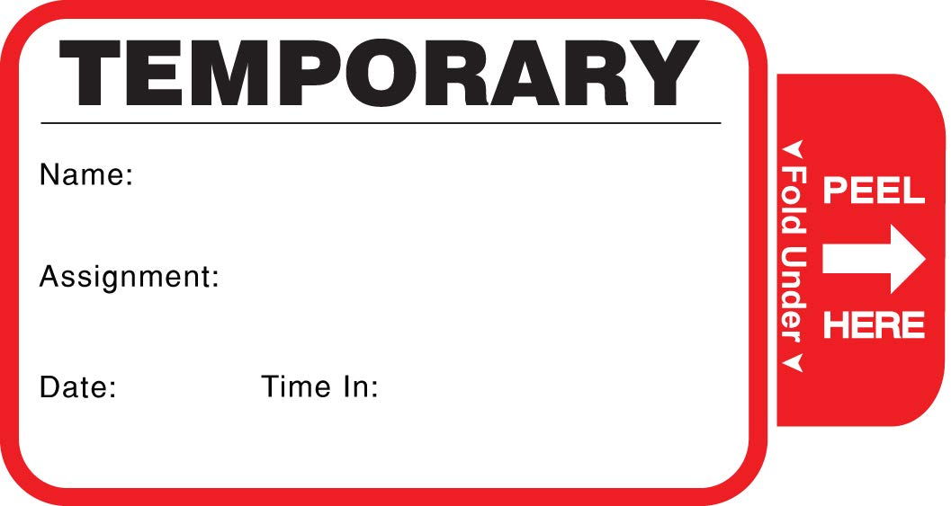 3" Stock Sign-in TAB-Expiring Badge with"Temporary", Security Badges ...