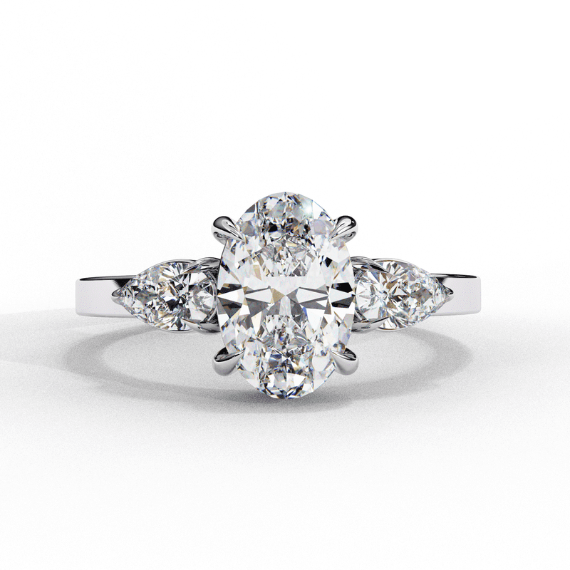 3 Stone Diamond Ring 1.20 CT Oval Cut Lab Grown Diamond Solitaire ...
