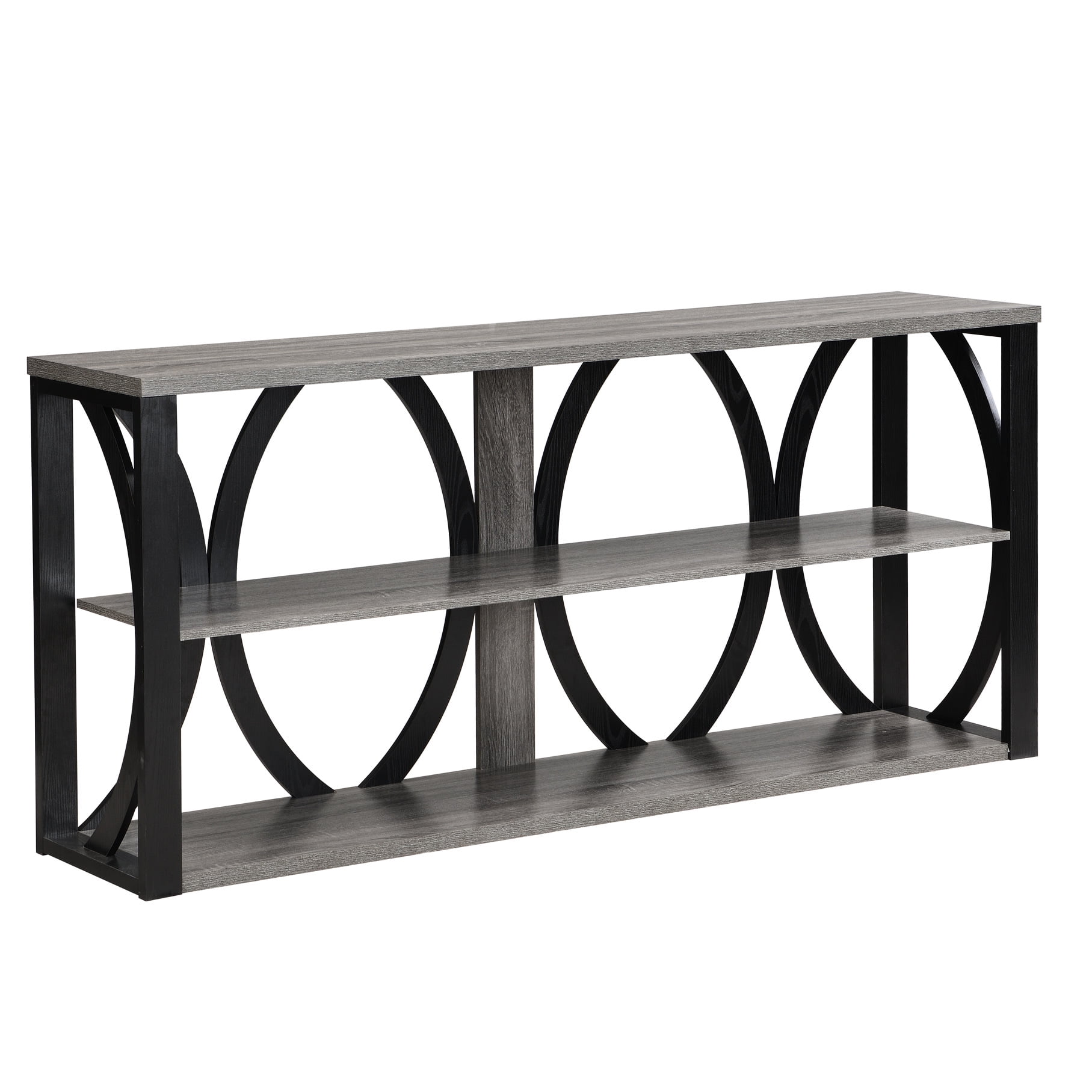 3 Storage Console Table, 72.46 Inch. Black Industrial Style For Living ...