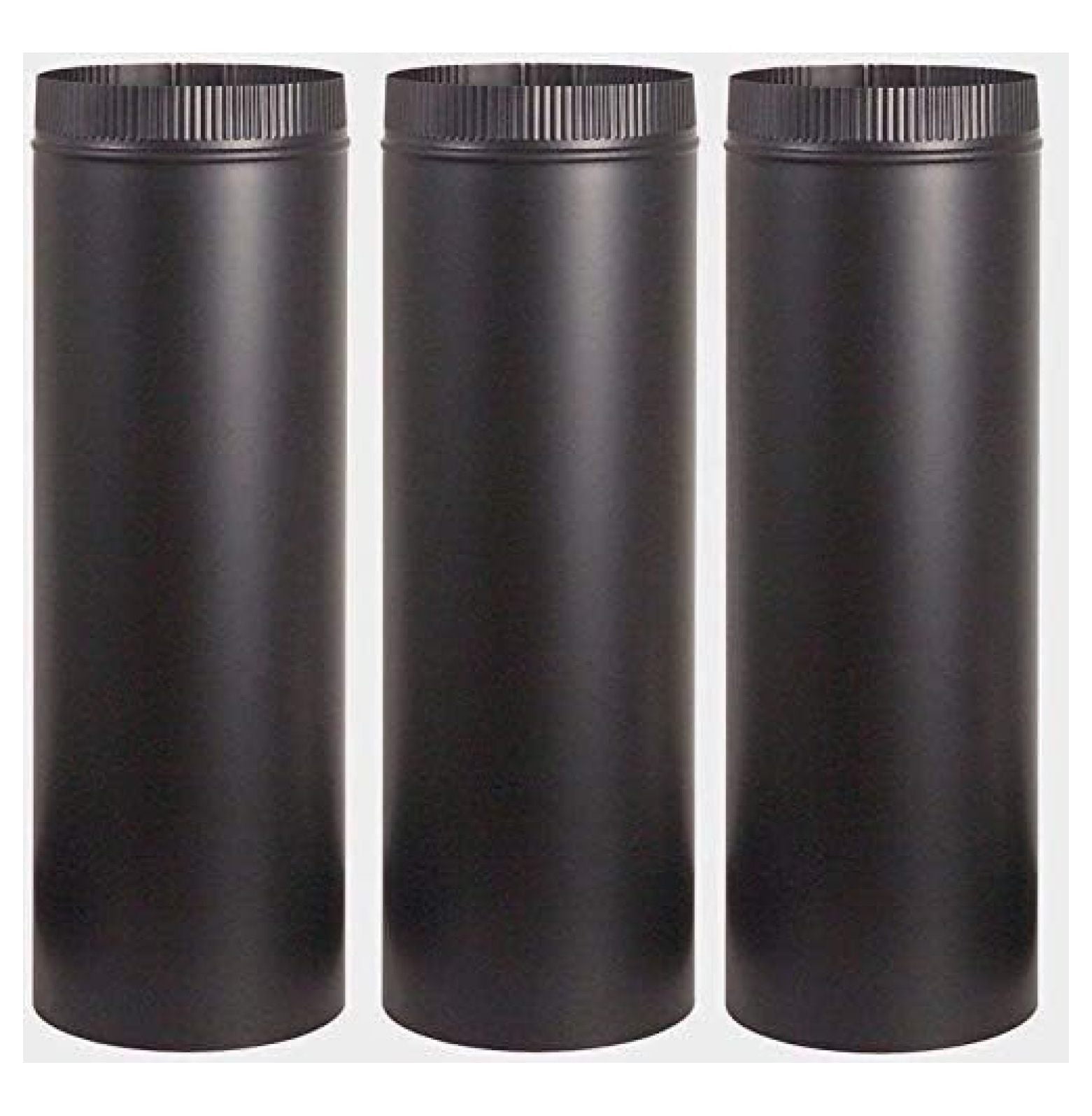 3~ Stove Pipe 7" Dia. x 24" Long Black Matte Finish 24 Gauge Single ...