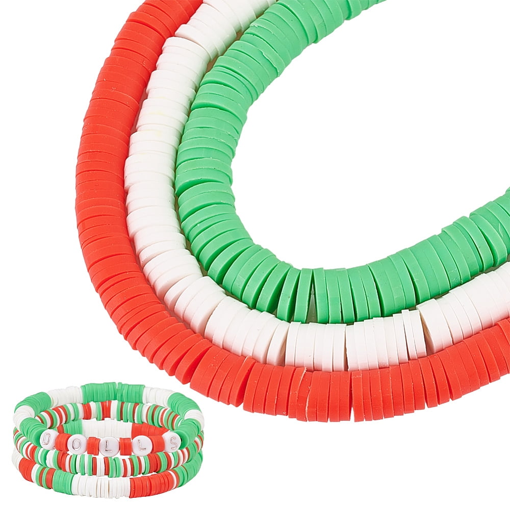 3 Strand 3 Colors Flat Round Handmade Polymer Clay Beads Disc Heishi ...