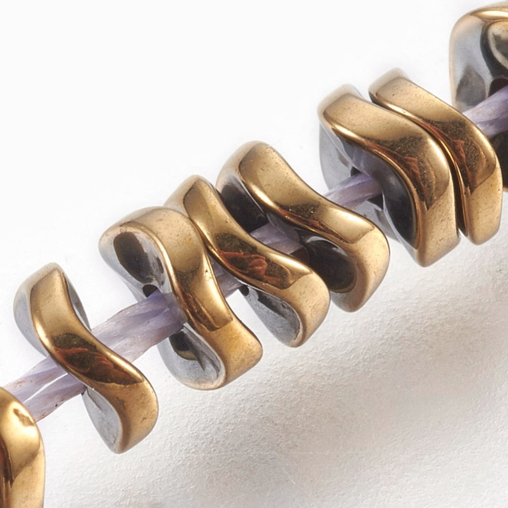 3 Strand Electroplated Non-magnetic Hematite Bead Strand Wavy Disc ...