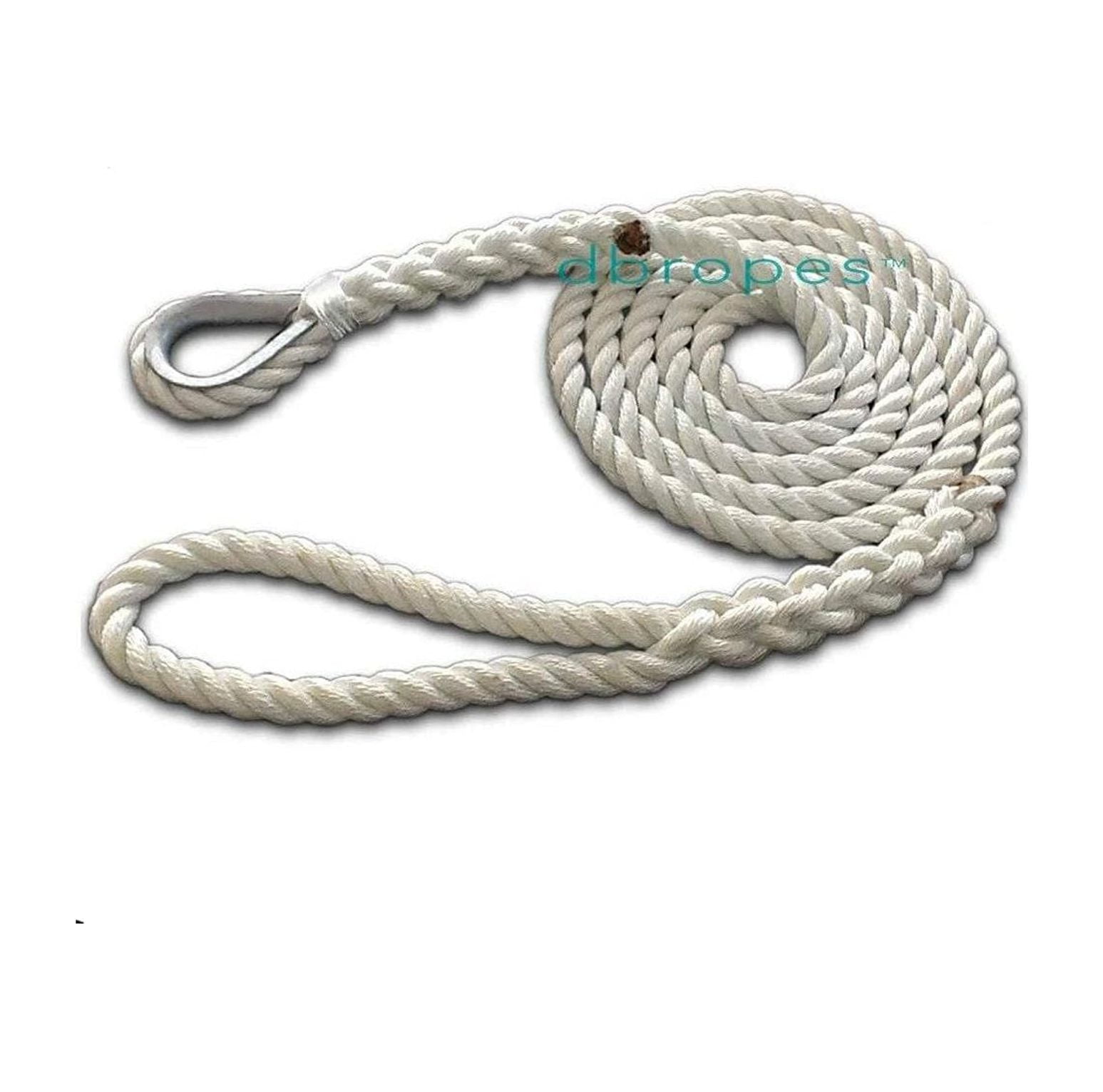 3 Strand Mooring Pendant 100% Nylon Rope 5/8 X 15 Ft with Thimble ...