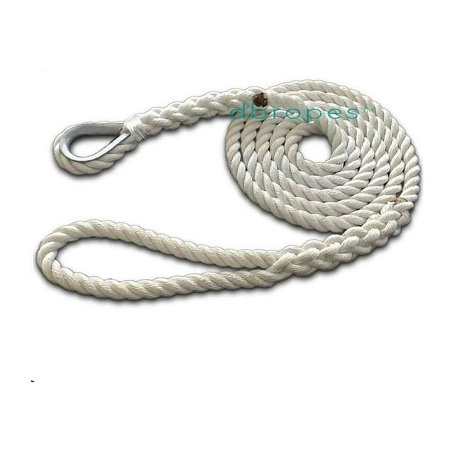 3 Strand Mooring Pendant 100% Nylon Rope 5/8 X 15 Ft with Thimble ...