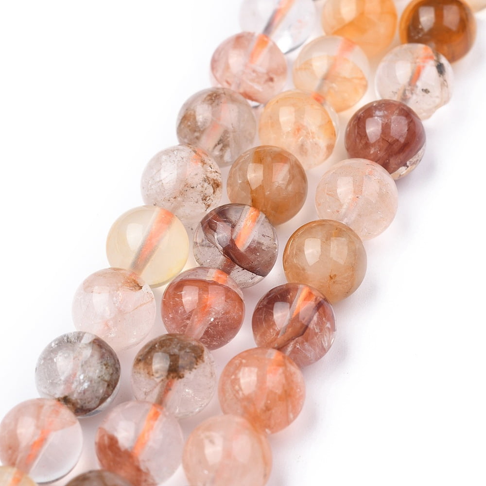 3 Strand Natural Hematoid Quartz/Ferruginous Quartz Beads Strands Fire ...