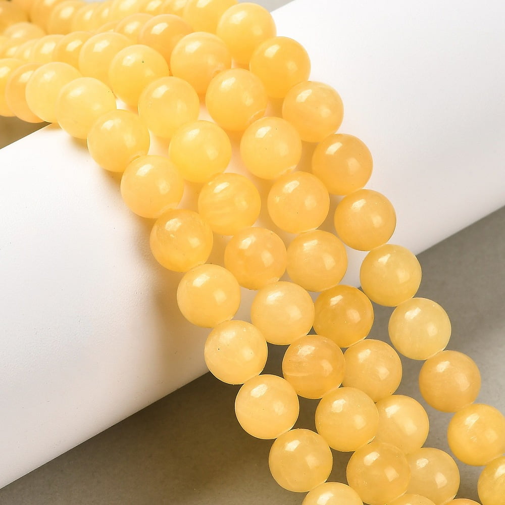 3 Strand Natural Yellow Jade Bead Strands Round 8mm Hole: 1mm 48pcs ...