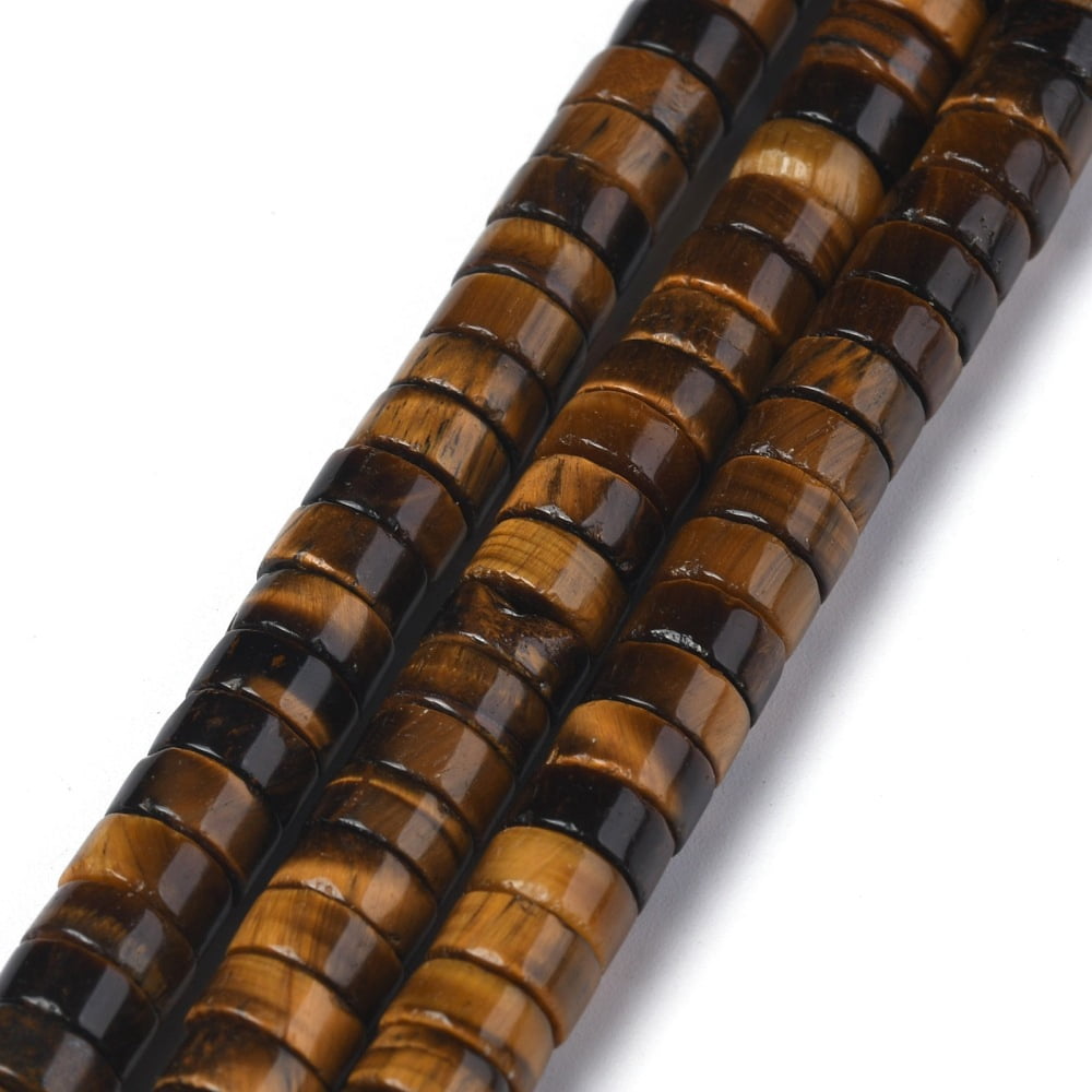 3 Strand Natural Yellow Tiger Eye Beads Strands Heishi Beads Flat Round ...