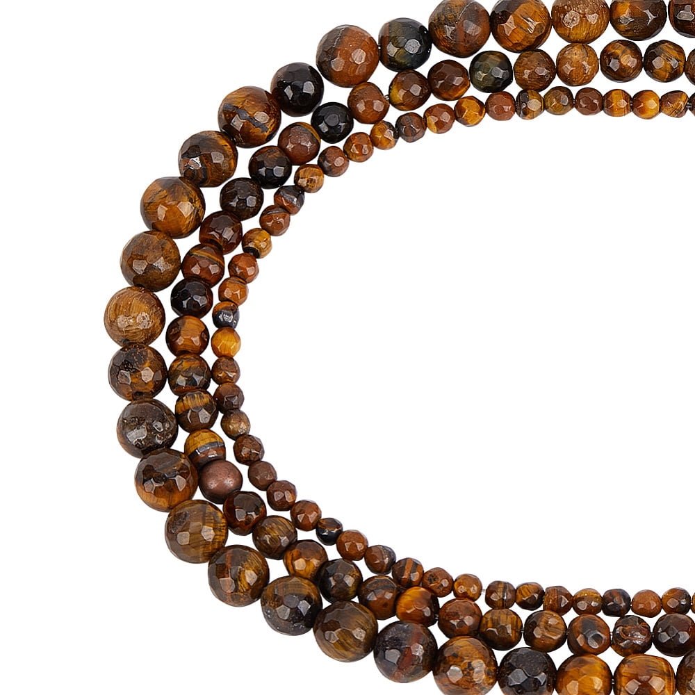 3 Strands 3 Styles Natural Tiger Eye Beads Strands Faceted Round 4-8 ...