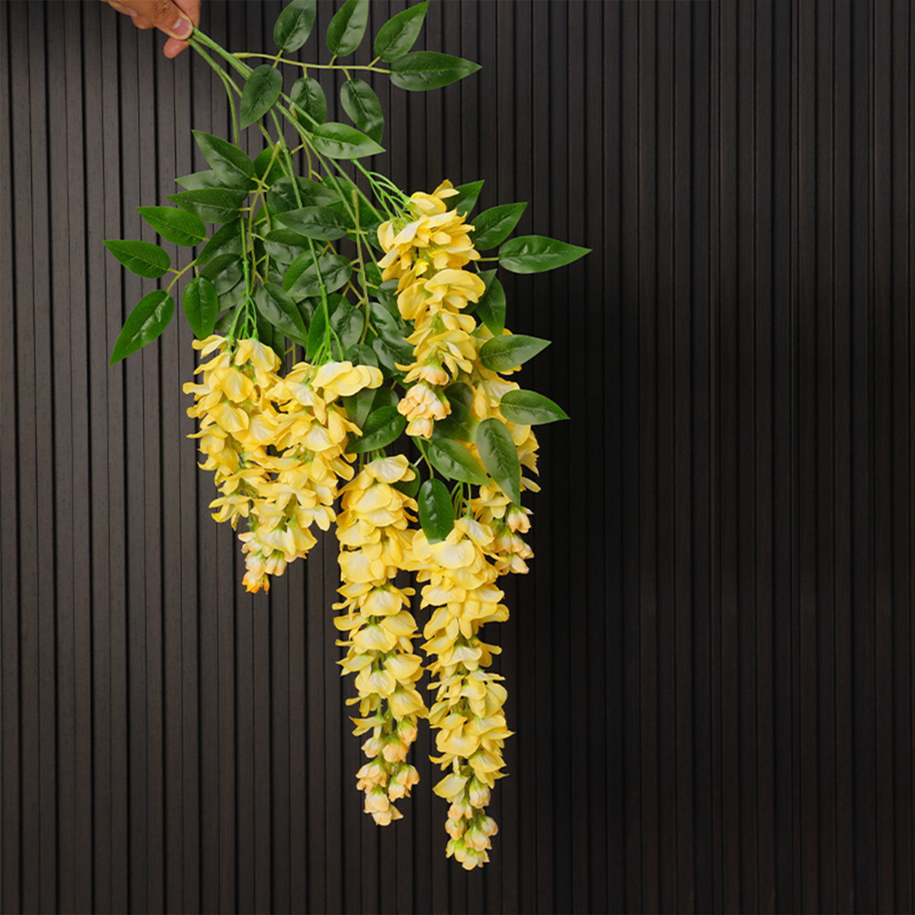 3 Strands 37.8'' Silk Yellow Wisteria Artificial Flowers, Fake Wisteria ...
