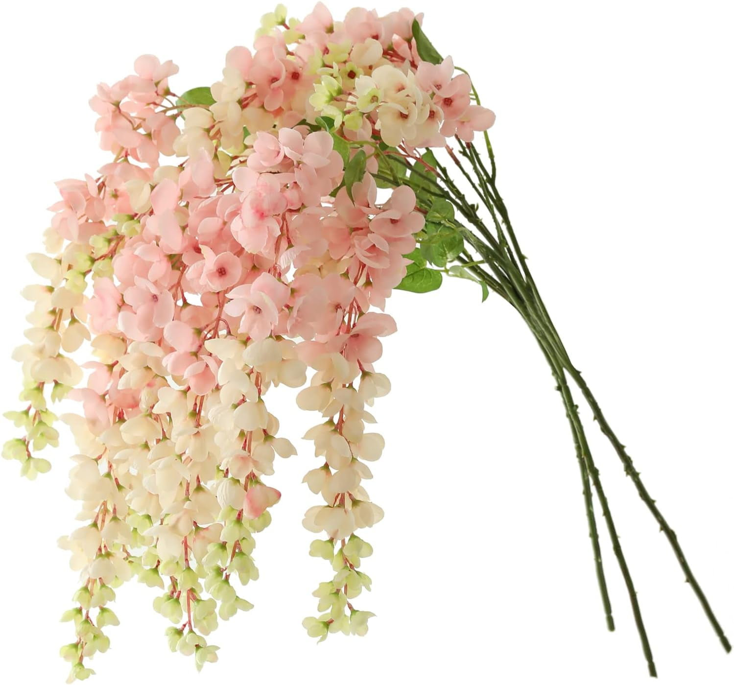 3 Strands 40'' Silk Blush Wisteria Artificial Flowers, Fake Wisteria ...