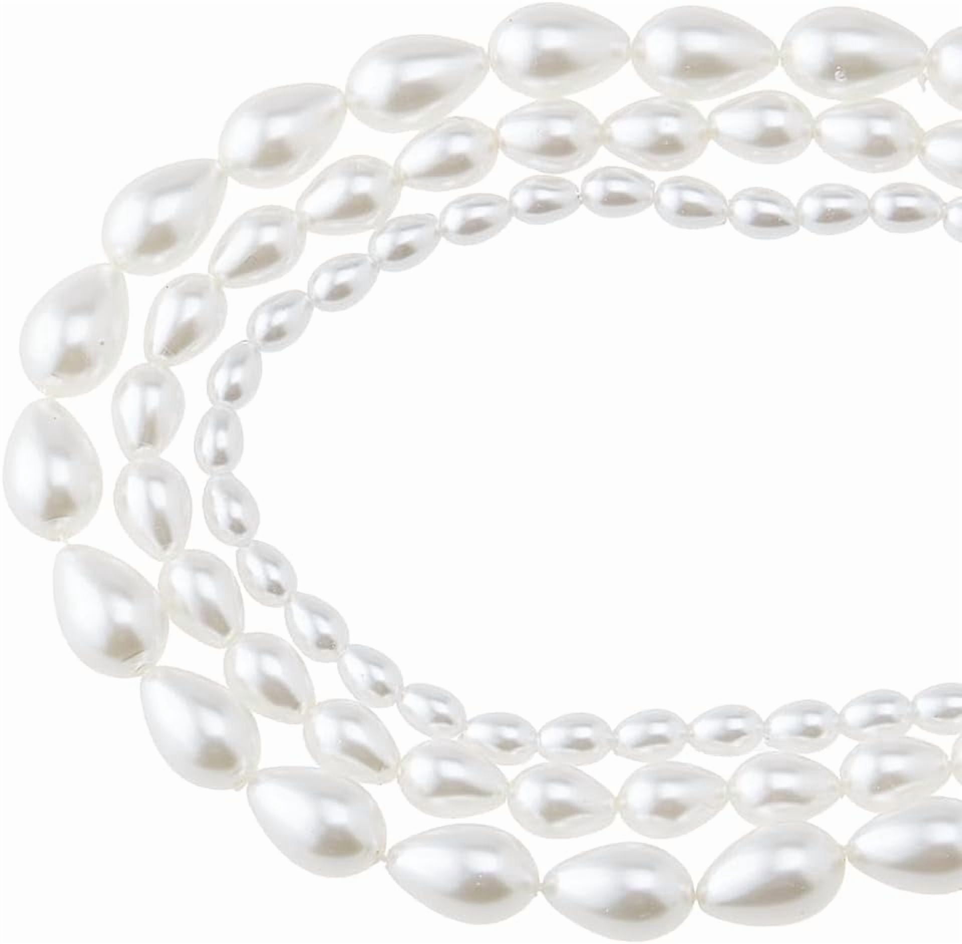 3 Strands Glass Pearl Beads 3 Sizes Teardrop Pearl Bead Strands ...