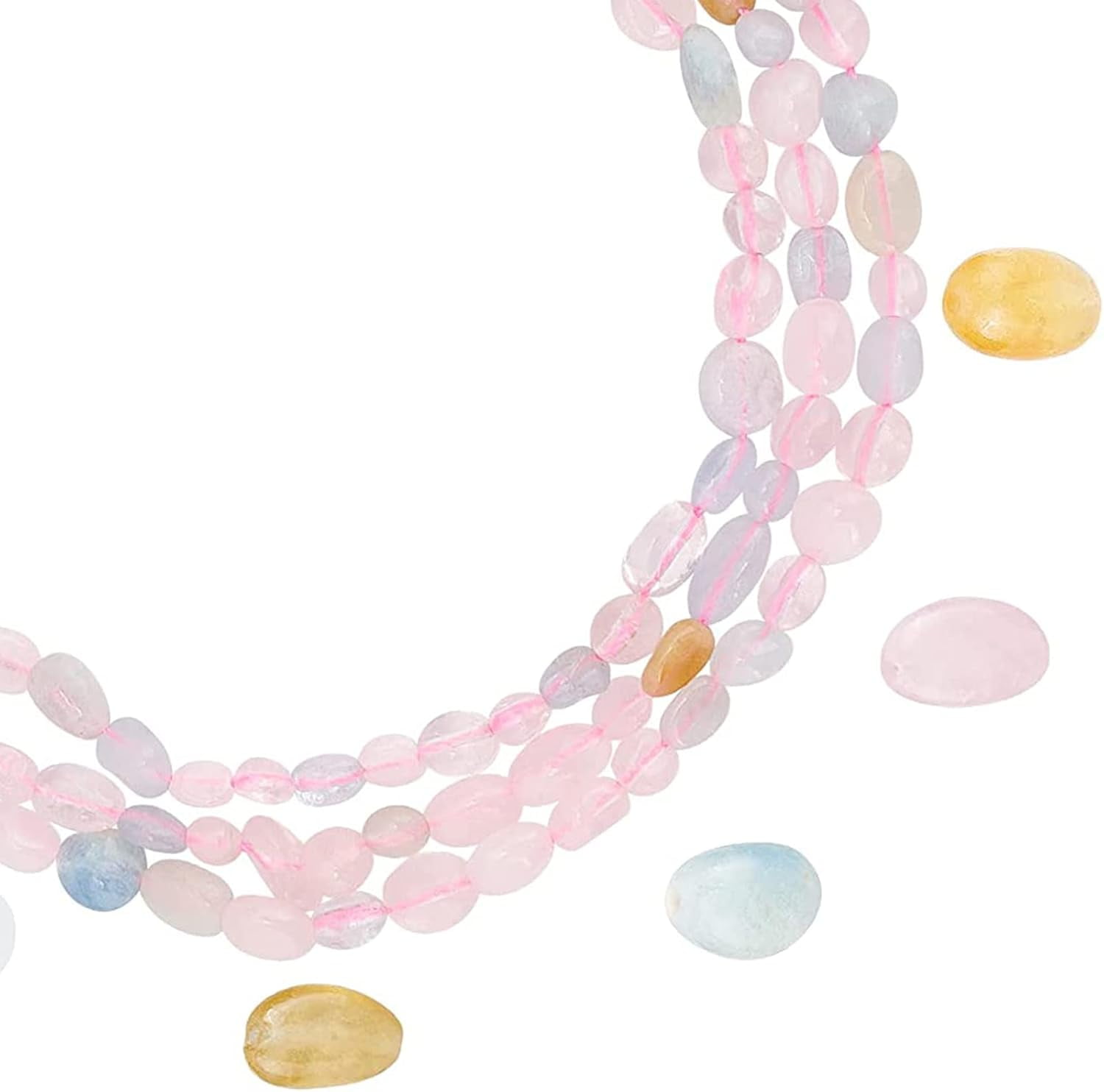 3 Strands Natural Morganite Beads Strands Tumbled Stone 5-12x5-7mm Hole ...