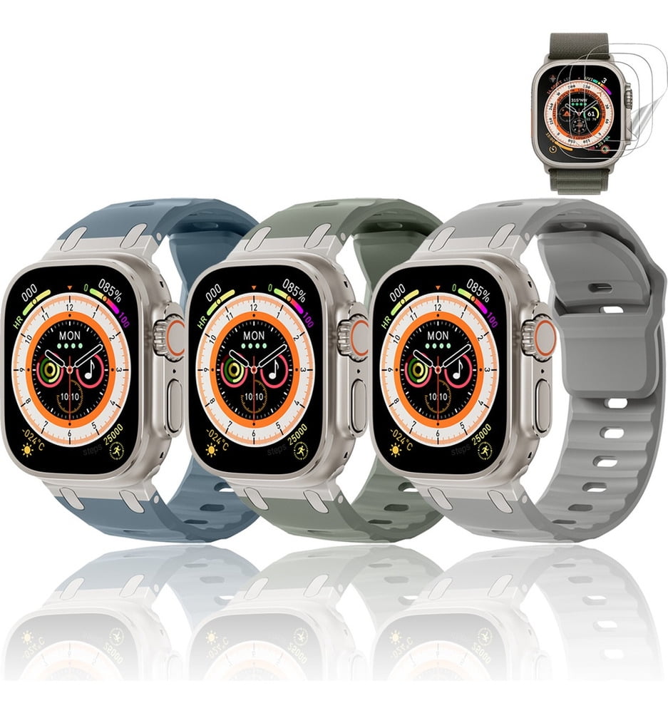 3 Straps + 3 Tpu Mica For Apple Watch Ultra Se 9 8 7 6 5 4 - Walmart.com